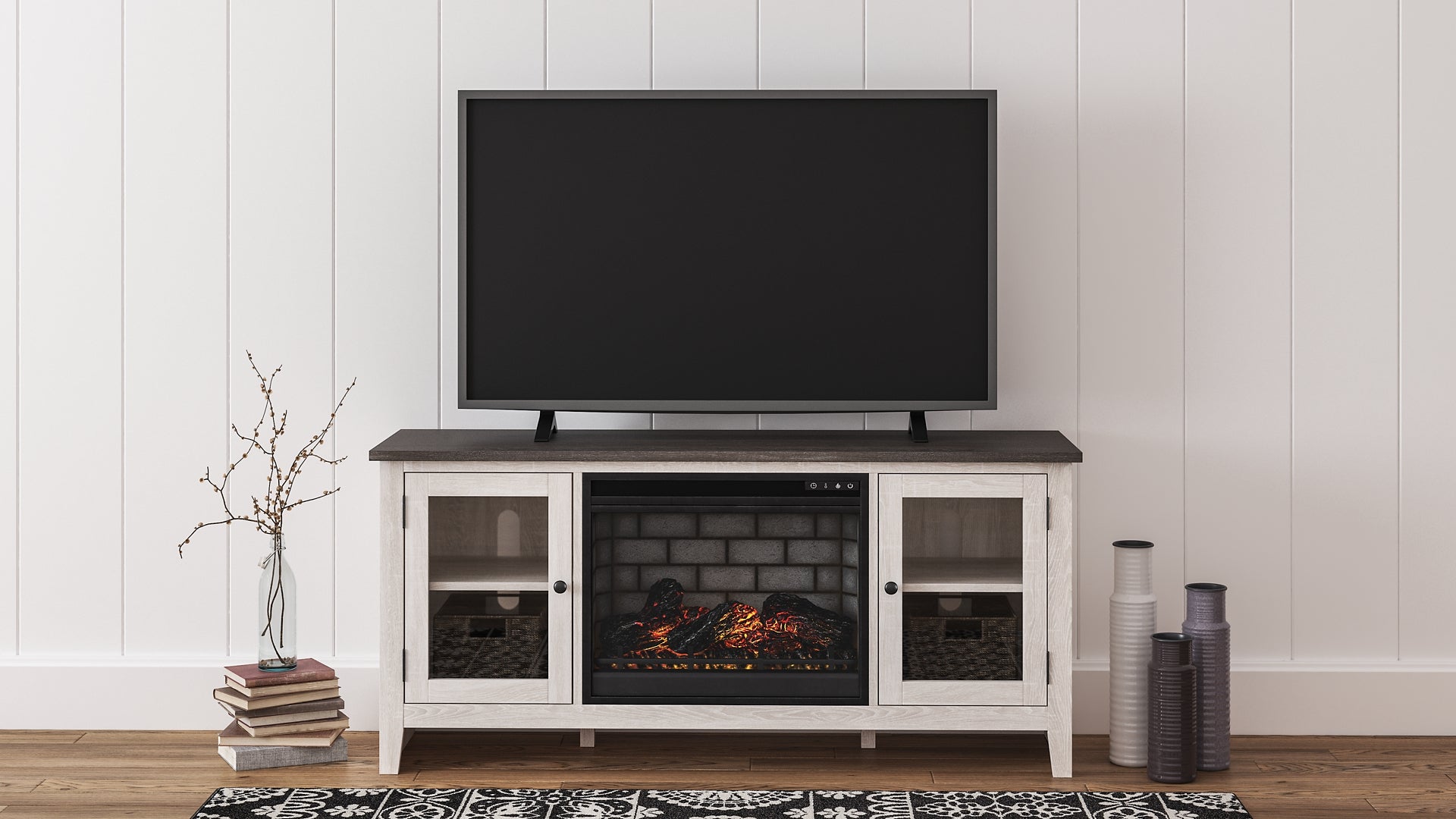 Ashley Express Dorrinson 60 TV Stand with Electric Fireplace WRC Furniture Gallery